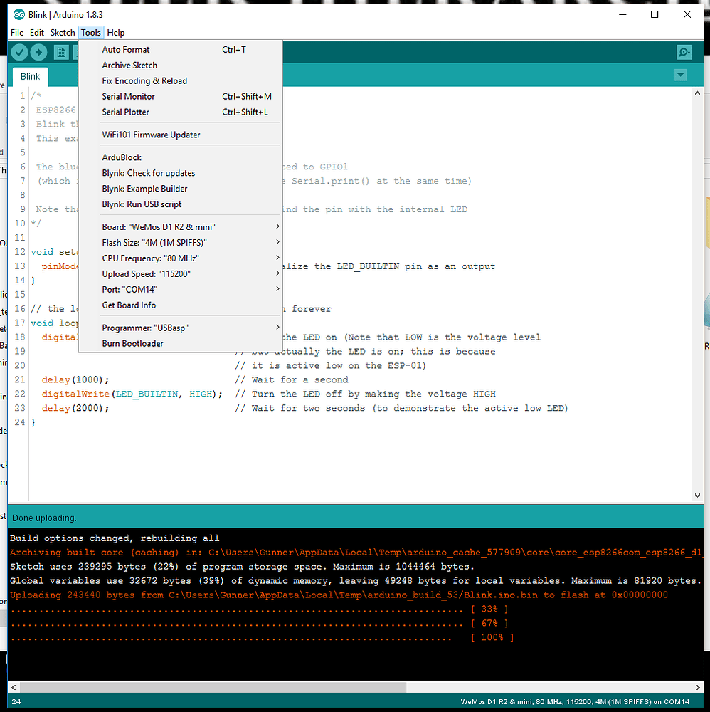 Cannot upload to Wemos board in Arduino IDE - Solved - Blynk Community