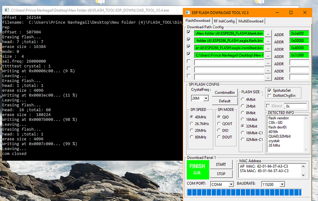 Simultaneous conection between Arduino Mega and ESP 12e(module but created a breakout board ...