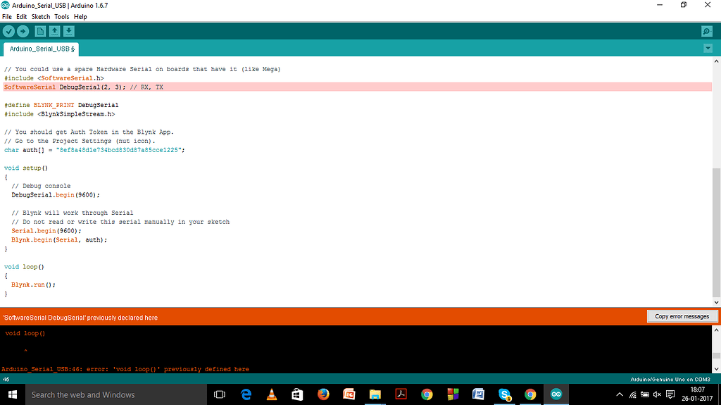 Not Able To Connect Arduino Usb Blynk Need Help With My Project Blynk Community