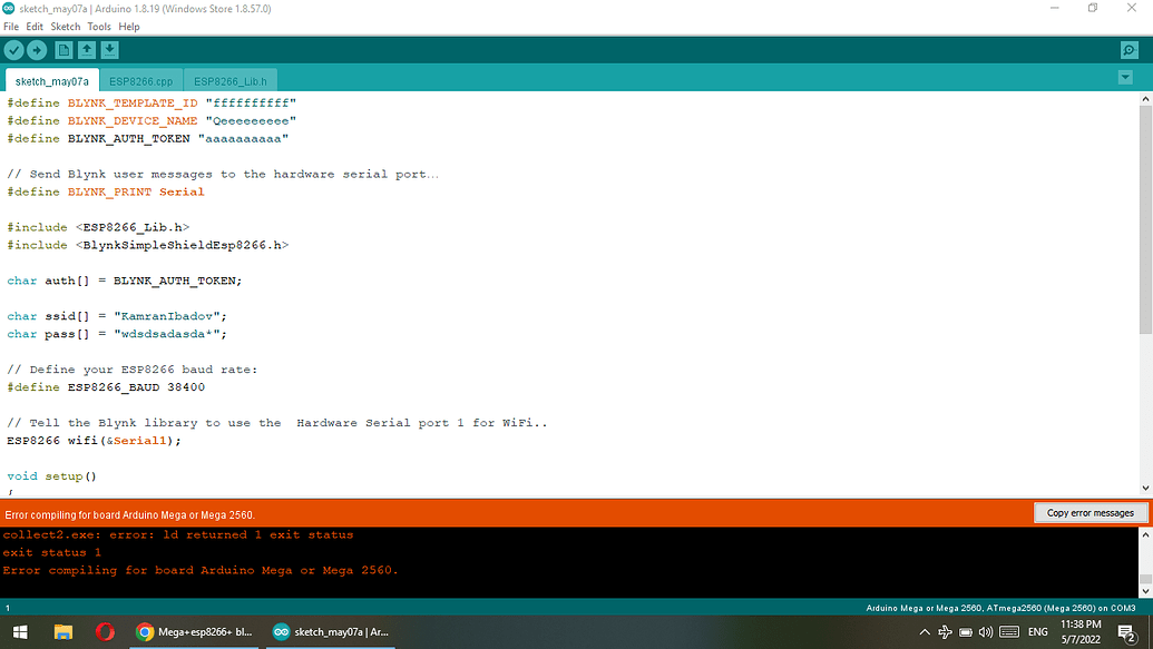 Mega+esp8266+ blynk 2 - Solved - Blynk Community