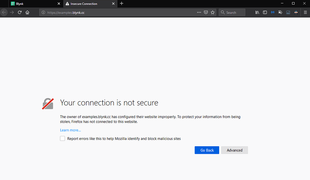 Blynk example domain insecure ?! - Issues and Errors - Blynk Community