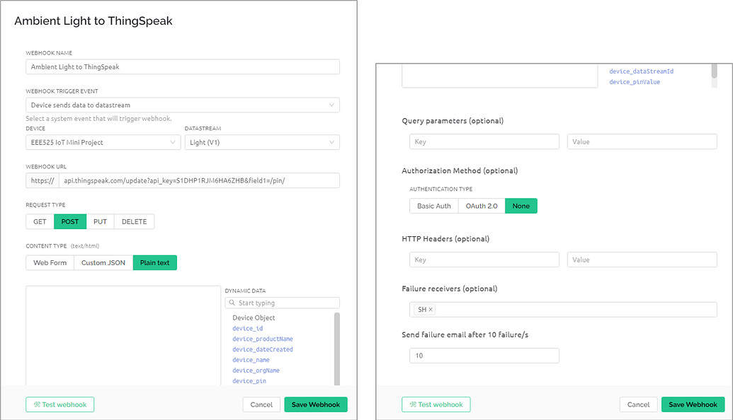 Blynk webhook to ThingSpeak - Need Help With My Project - Blynk Community