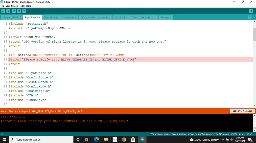 #error "Please specify your BLYNK_TEMPLATE_ID and BLYNK_DEVICE_NAME ...