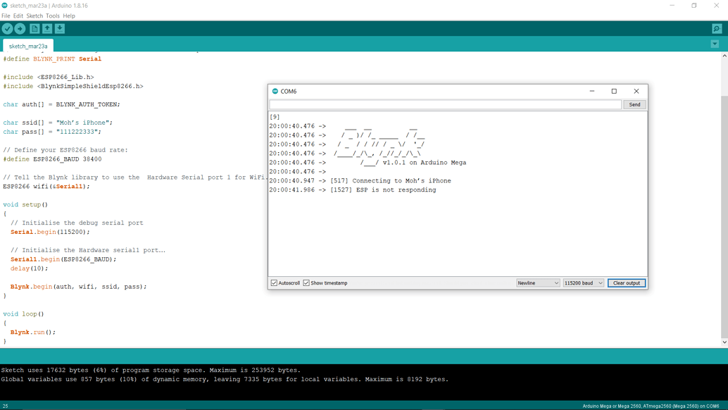 Connecting Arduino Mega And Esp 01 To Blynk App Need Help With My Project Blynk Community