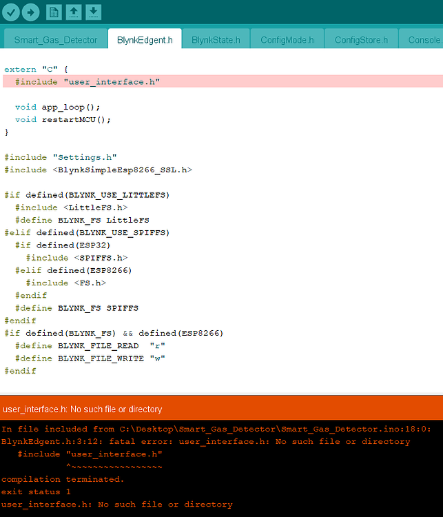 User_interface.h: No such file or directory - Solved - Blynk Community