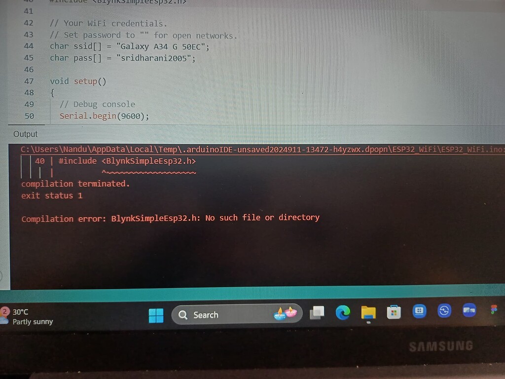 Compilation error with blynksimpleesp32.h - Need Help With My Project - Blynk Community