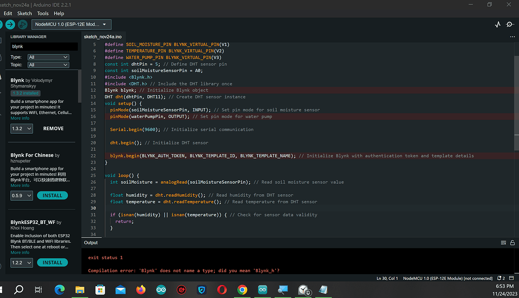 Error = 'Blynk' does not name a type; did you mean 'Blynk_h'? - Need ...