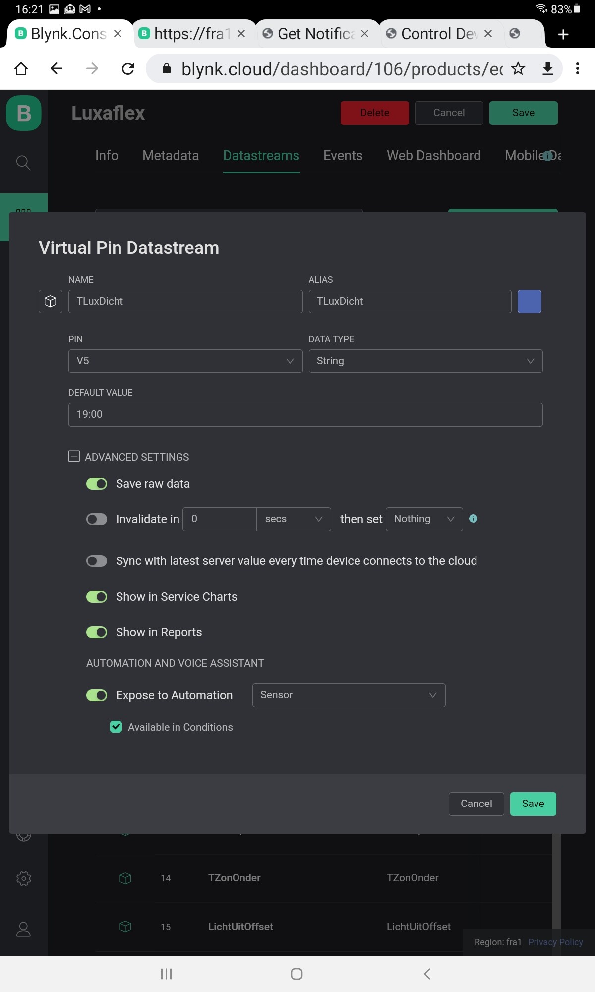 How to read sunset-time from a virtual pin and use it in program code ...